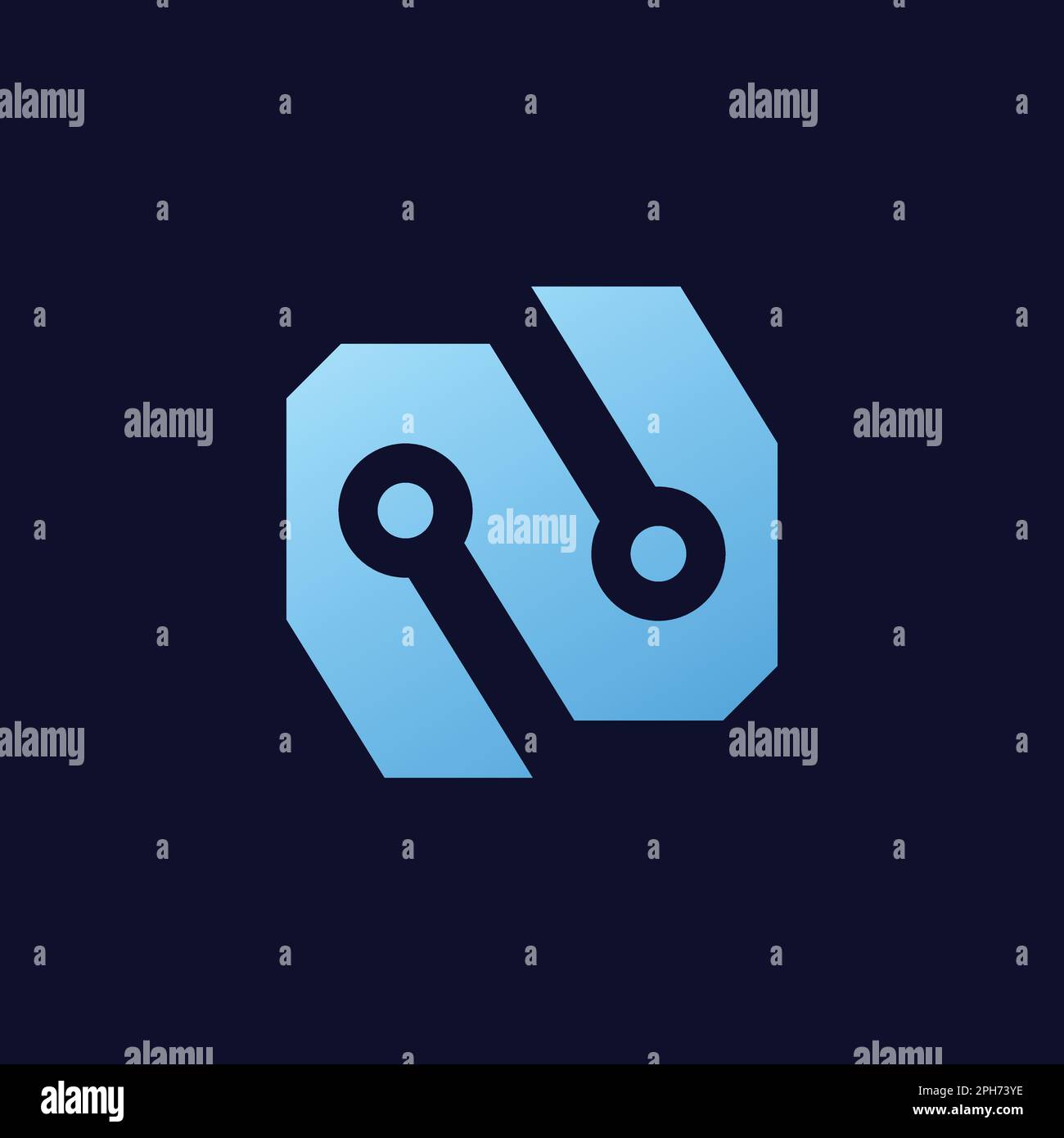 N Letter Monogram Network Digital IT Service Coding Data Communication ...