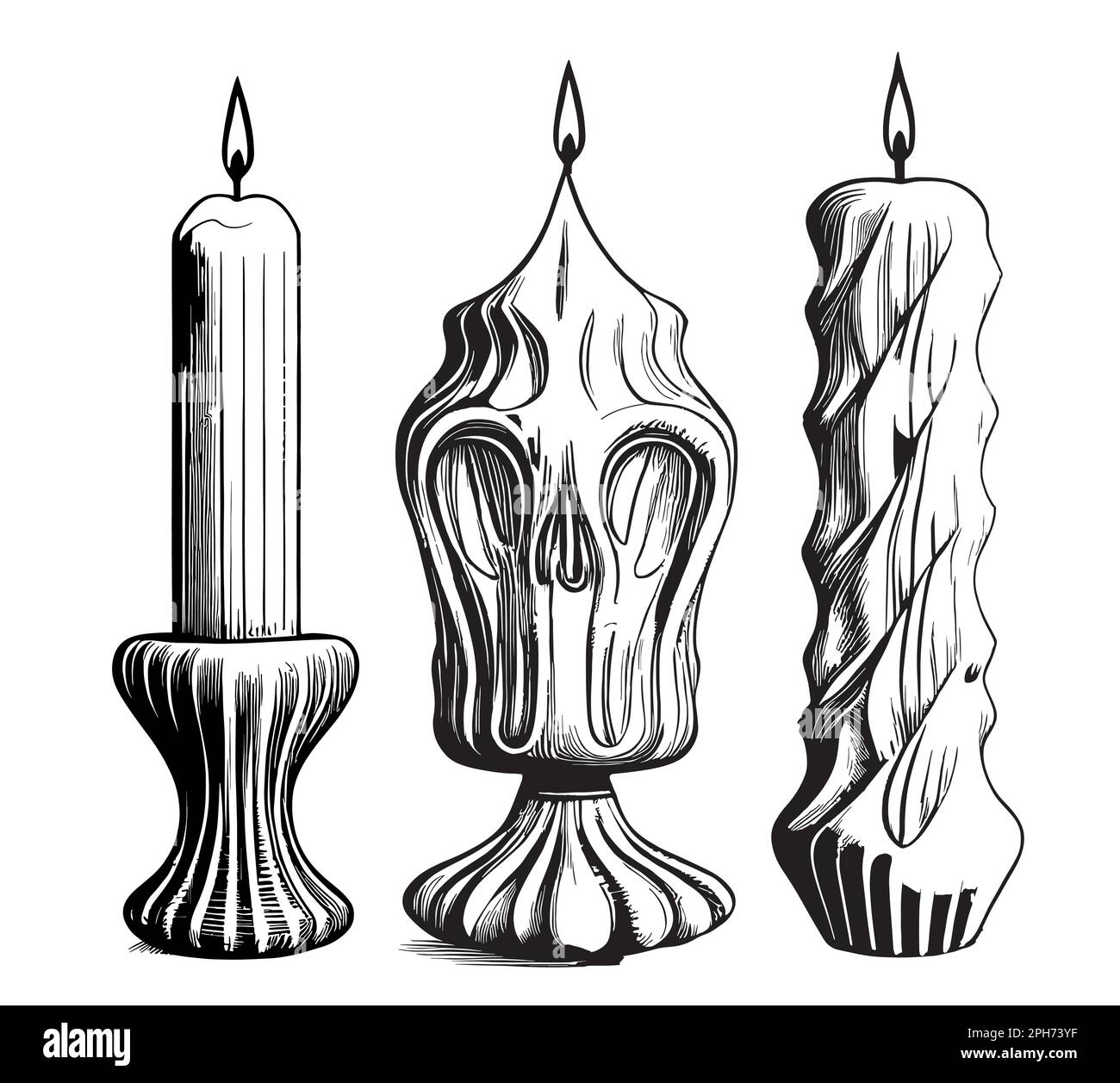 Set of vintage candles hand drawn sketch illustration Stock Vector Image & Art - Alamy