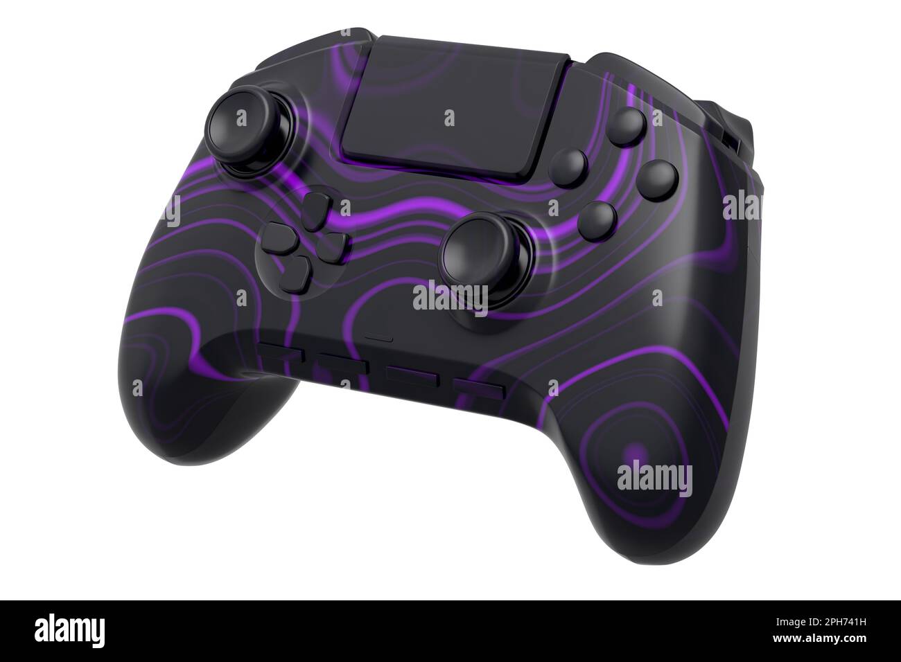 Realistic video game joystick with seamless wavy pattern on white ...