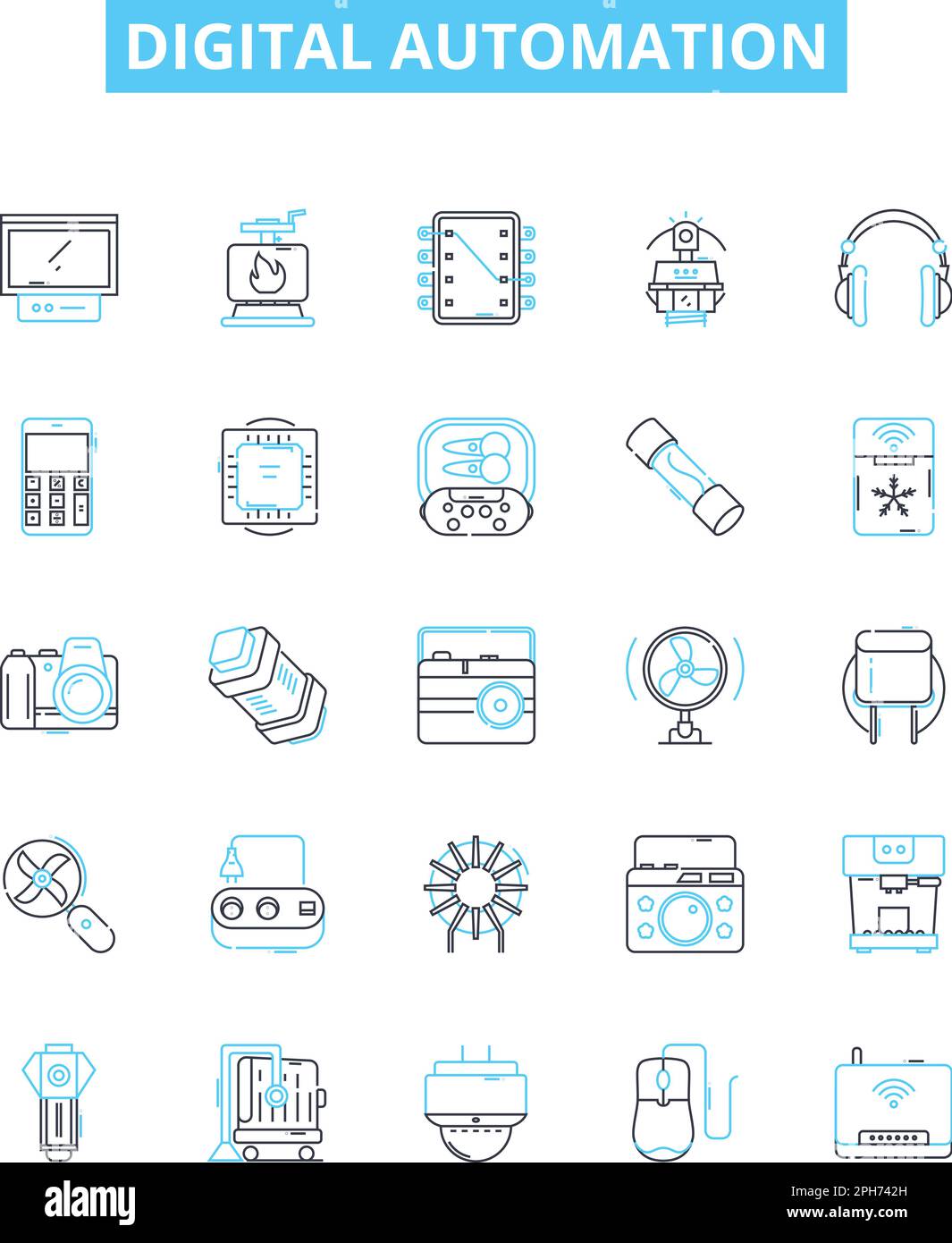 Digital automation vector line icons set. Digital, Automation, Robotics ... Digital automation vector line icons set. Digital, Automation, Robotics ...