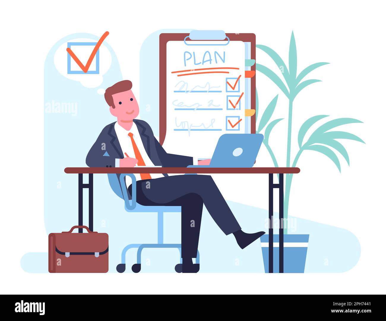 Man plans his to do list by making notes in notebook. Agenda and ...