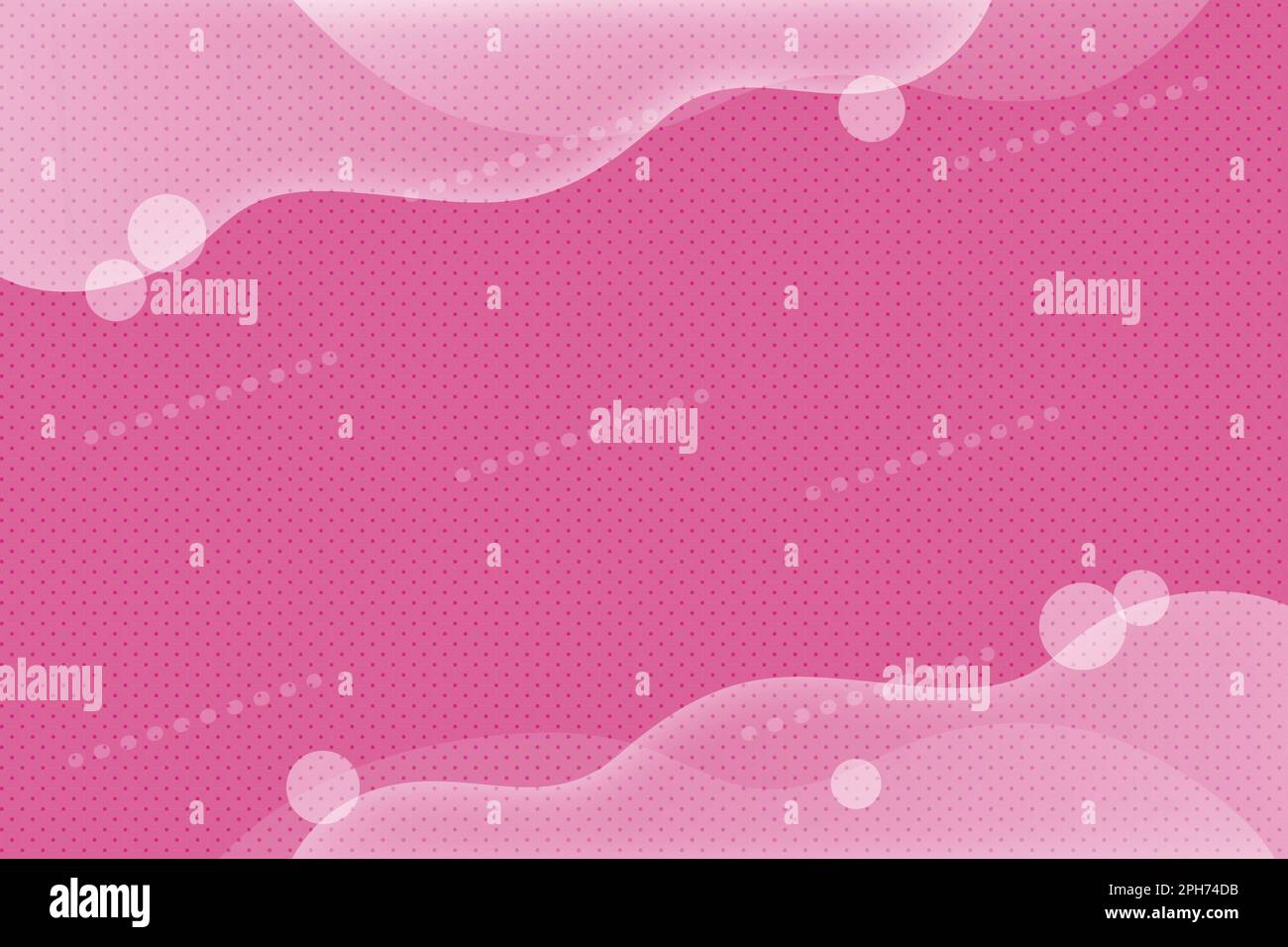 Vector illustration of a pink spotted background with waves frame and ...