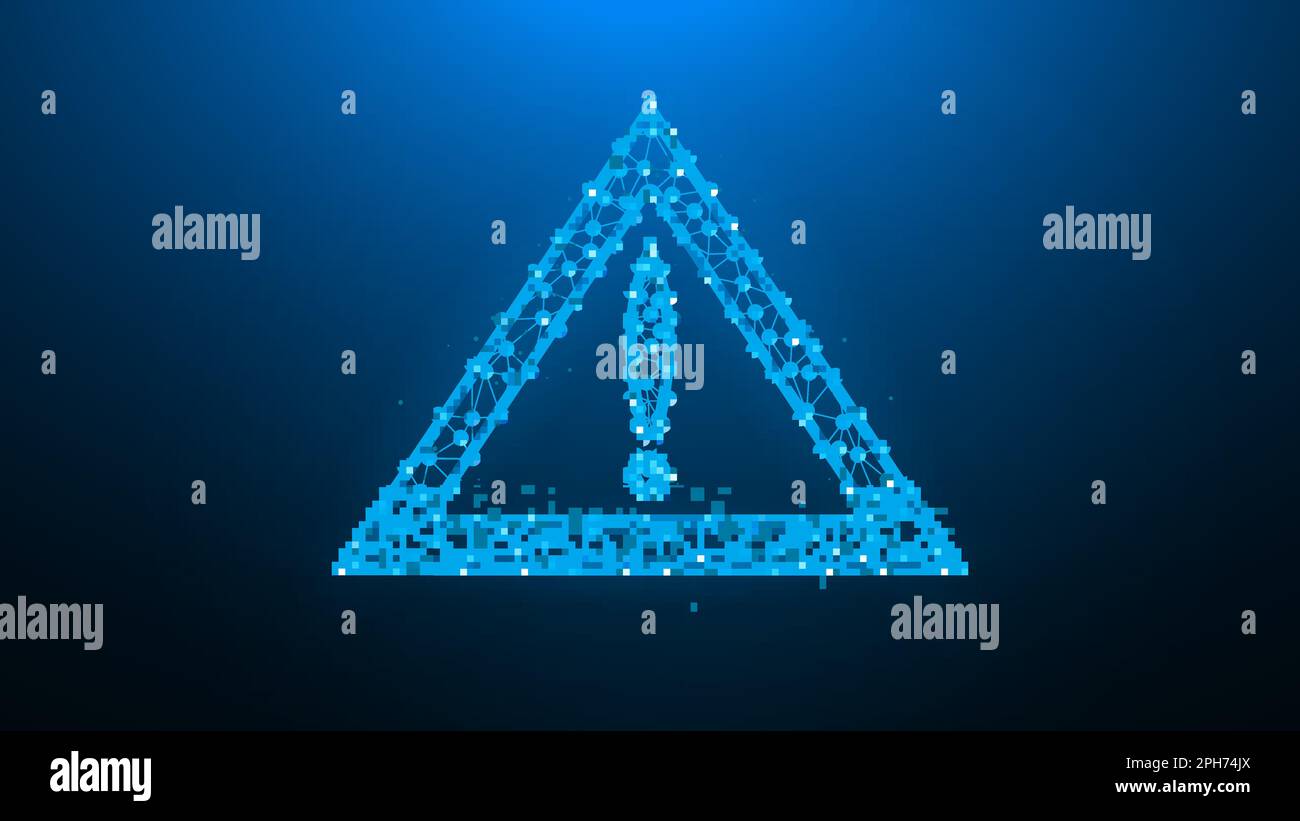 Polygonal vector illustration attention or warning symbol on a dark ...