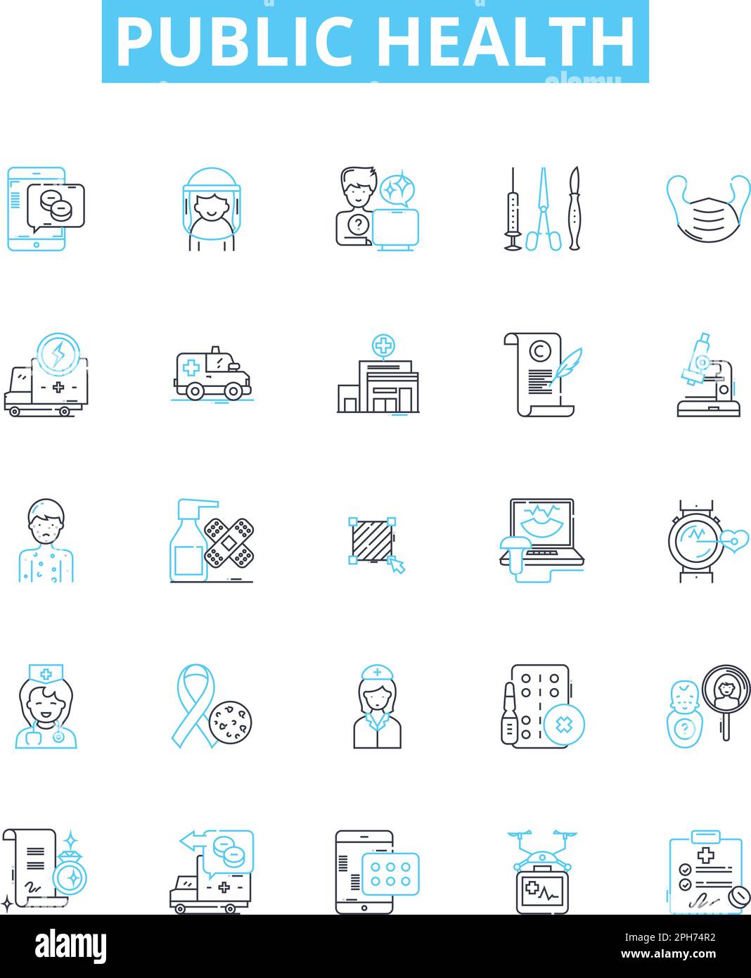 Public health vector line icons set. Public, Health, Safety, Hygiene ...