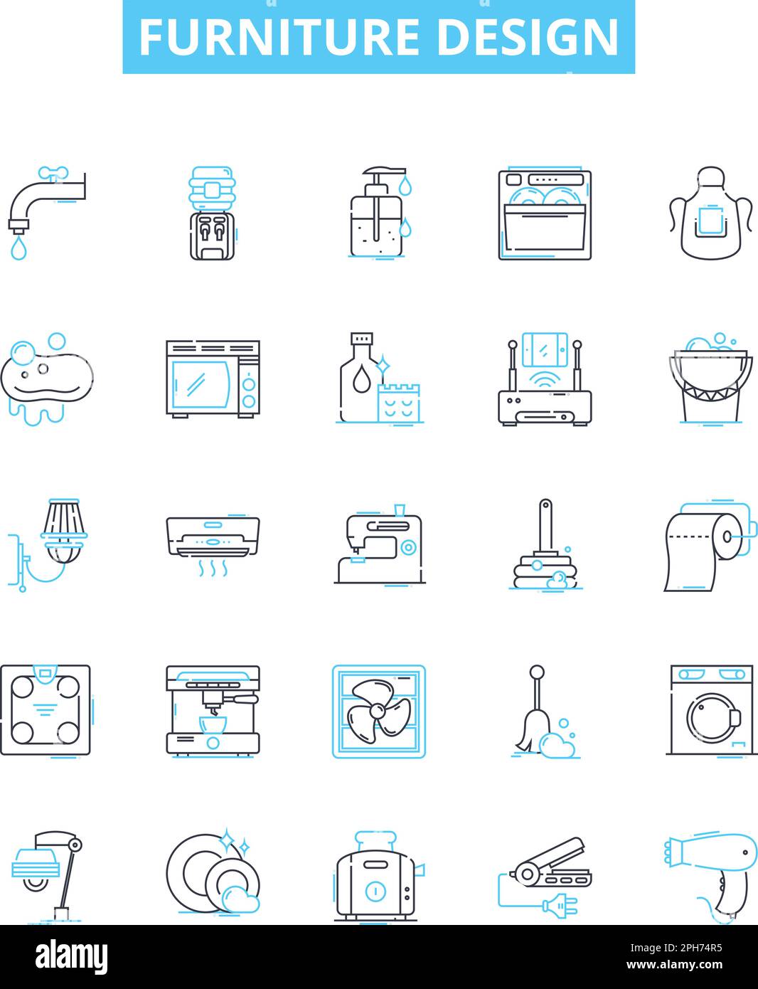 Furniture design vector line icons set. Furniture, Design, Upholstery ...
