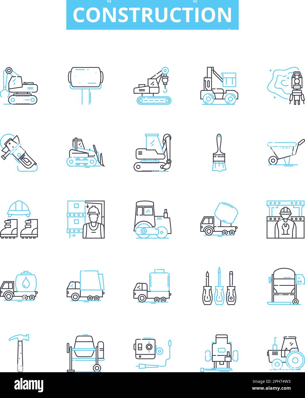 Construction vector line icons set. Build, Structure, Construct ...