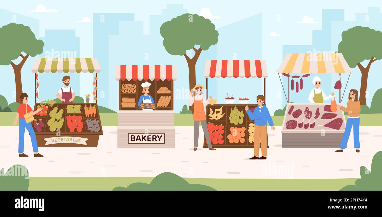 Fresh food city market local farm products on stall hi-res stock ...