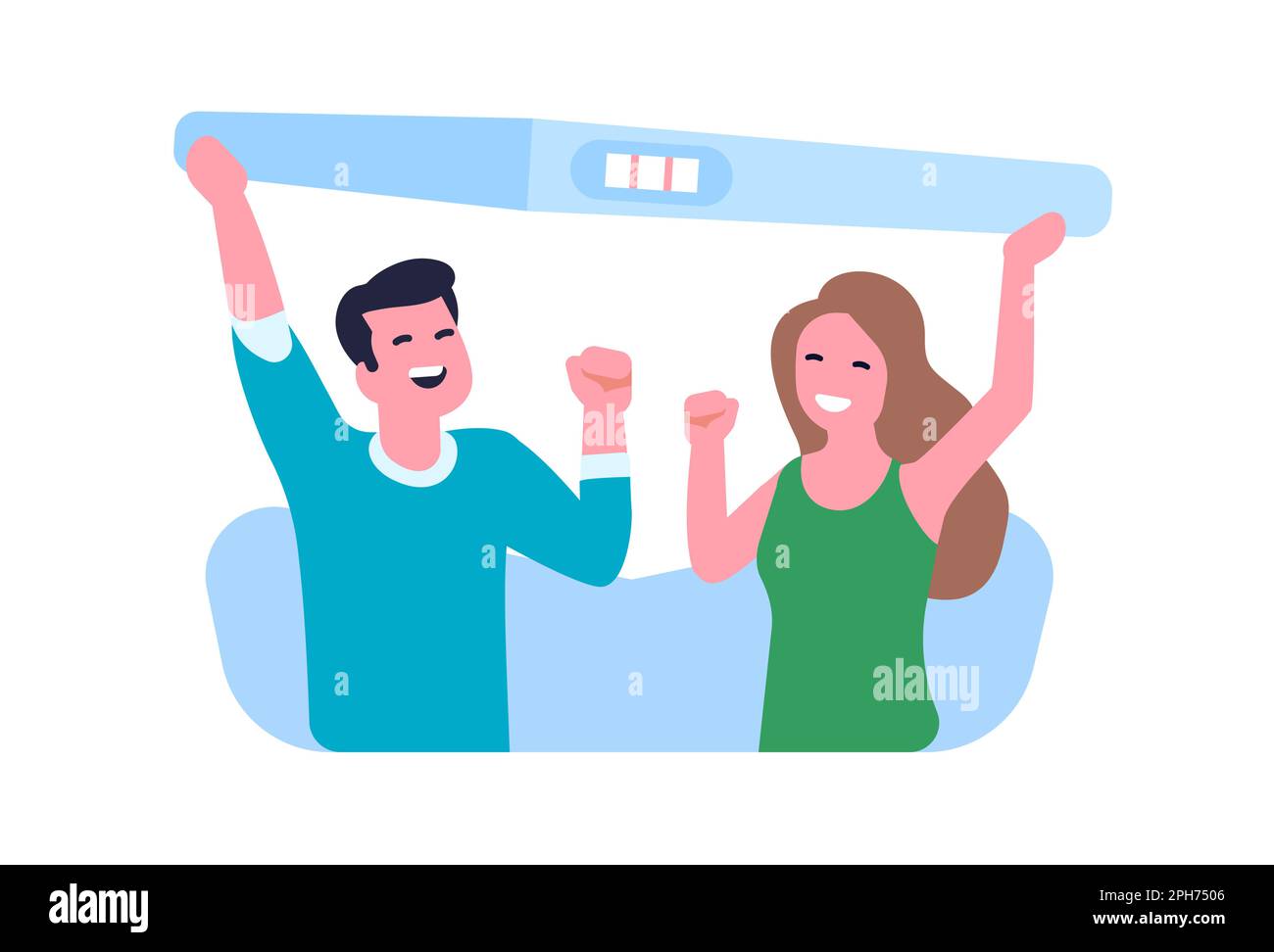 Young couple rejoices over positive pregnancy test. Parents waiting ...