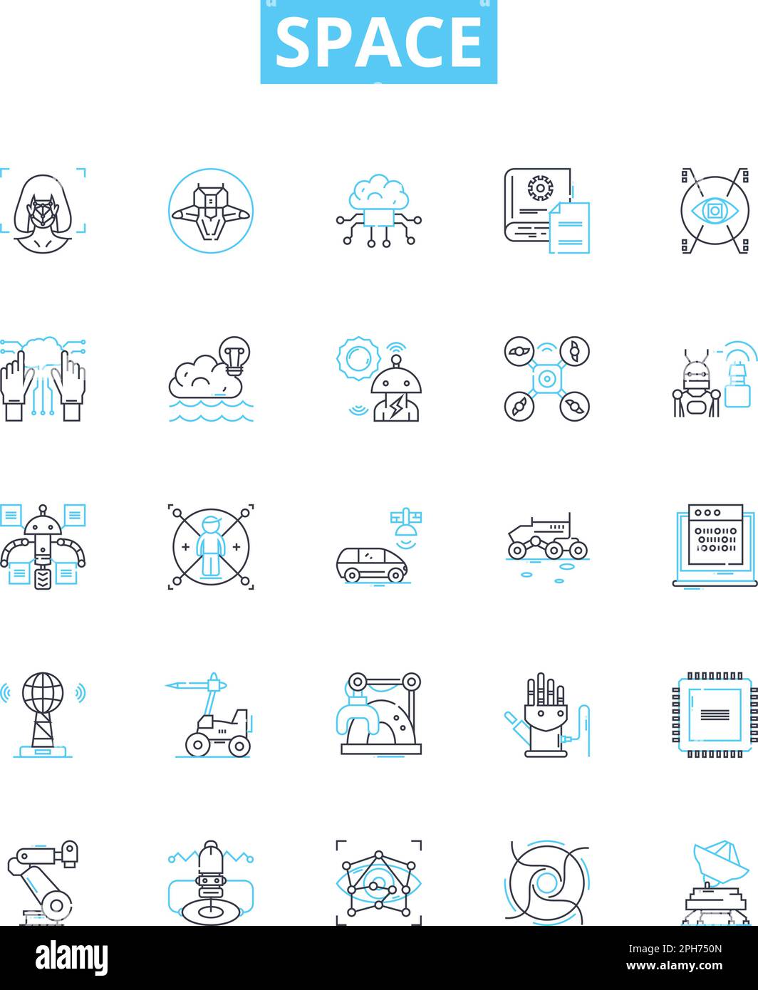 Space vector line icons set. Space, Astronomy, Stars, Planets, Universe, Cosmology, Solar ...