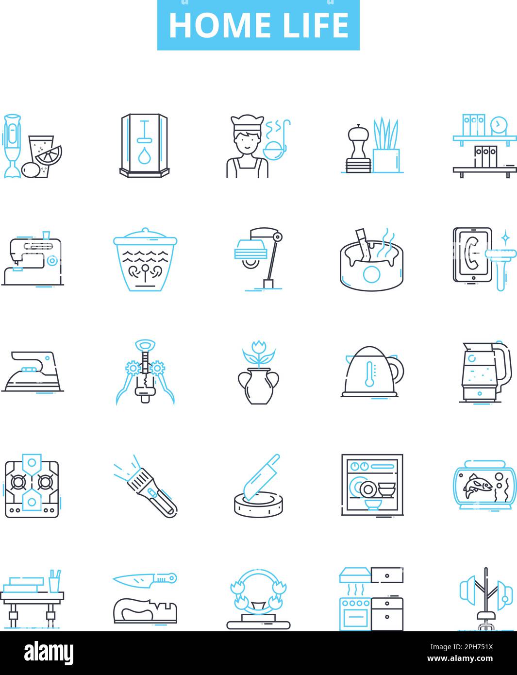 Home life vector line icons set. Residence, Family, Comfort ...