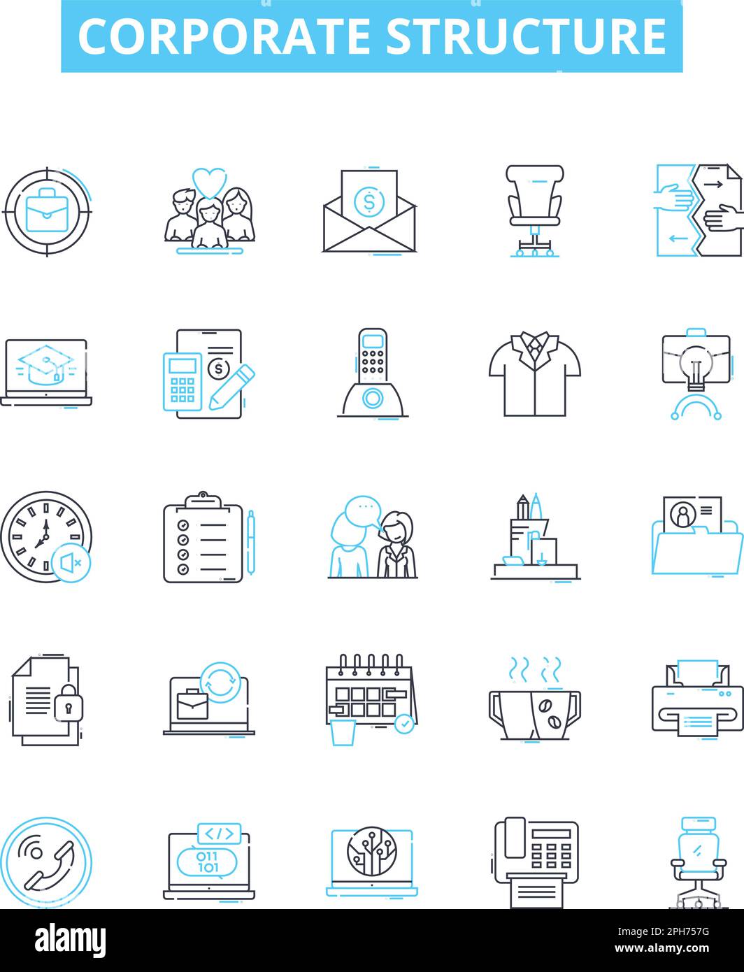 Corporate Structure Vector Line Icons Set Organisation Hierarchy