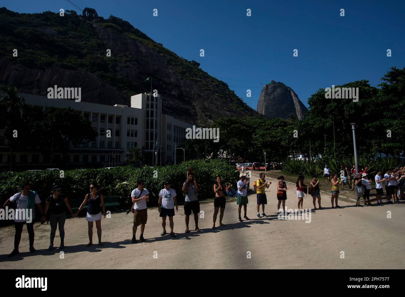Residents and activists protest against the installation of a zip line ...