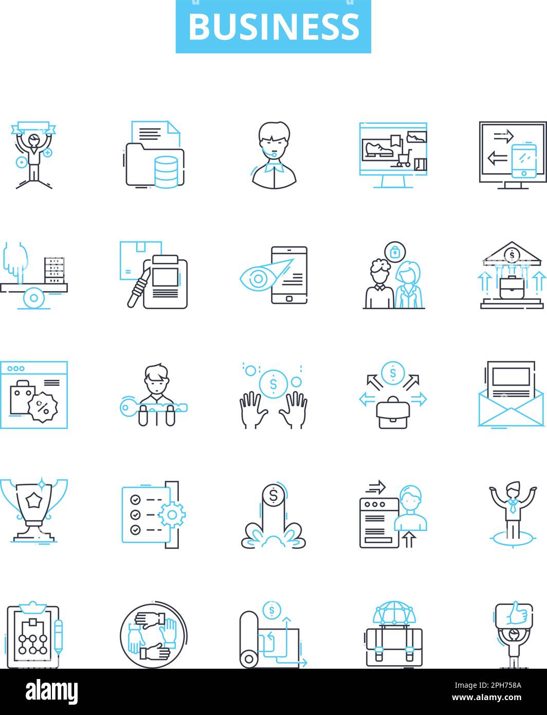 Business vector line icons set. Company, Venture, Market, Entrepreneur ...