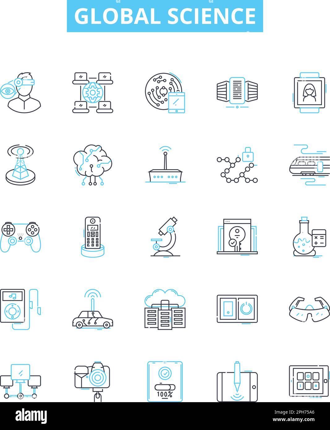 Global science vector line icons set. Global, Science, World ...
