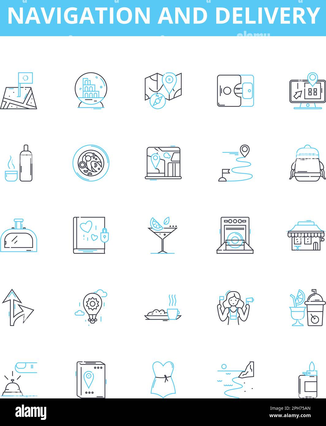 Navigation and delivery vector line icons set. Navigation, Delivery ...