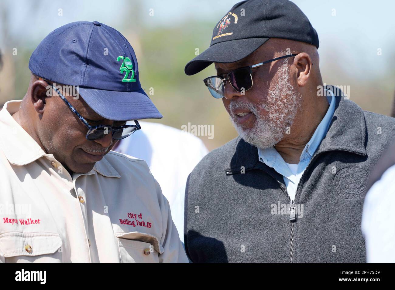 U.S. Rep. Bennie Thompson, D-Miss., right, confers with Rolling Fork ...