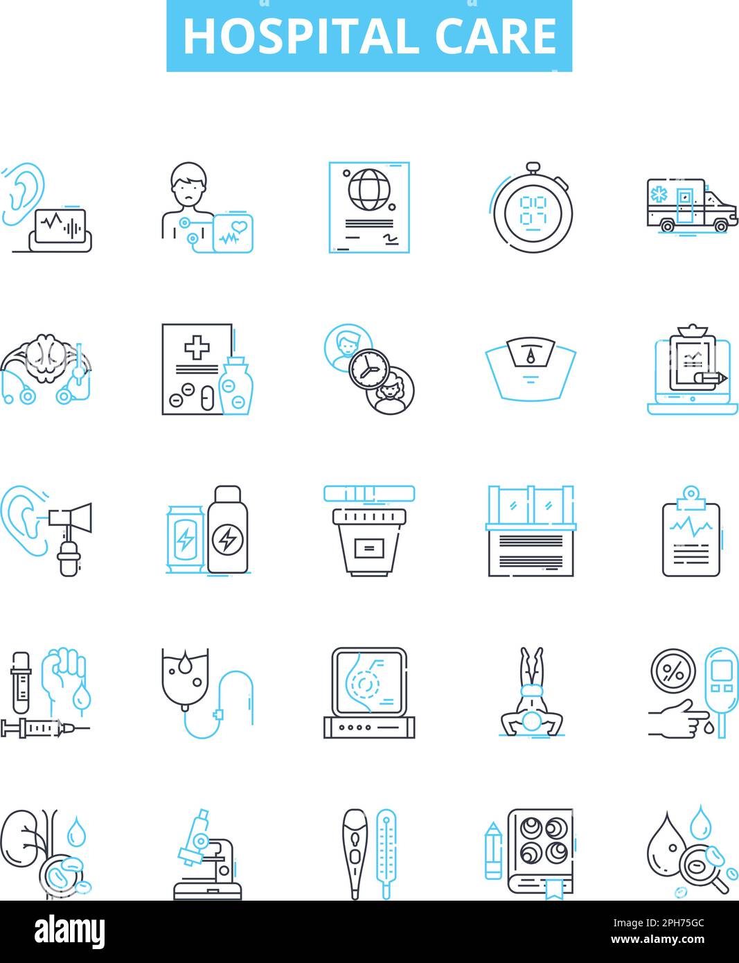Hospital care vector line icons set. Hospital, Care, Treatment, Nursing ...