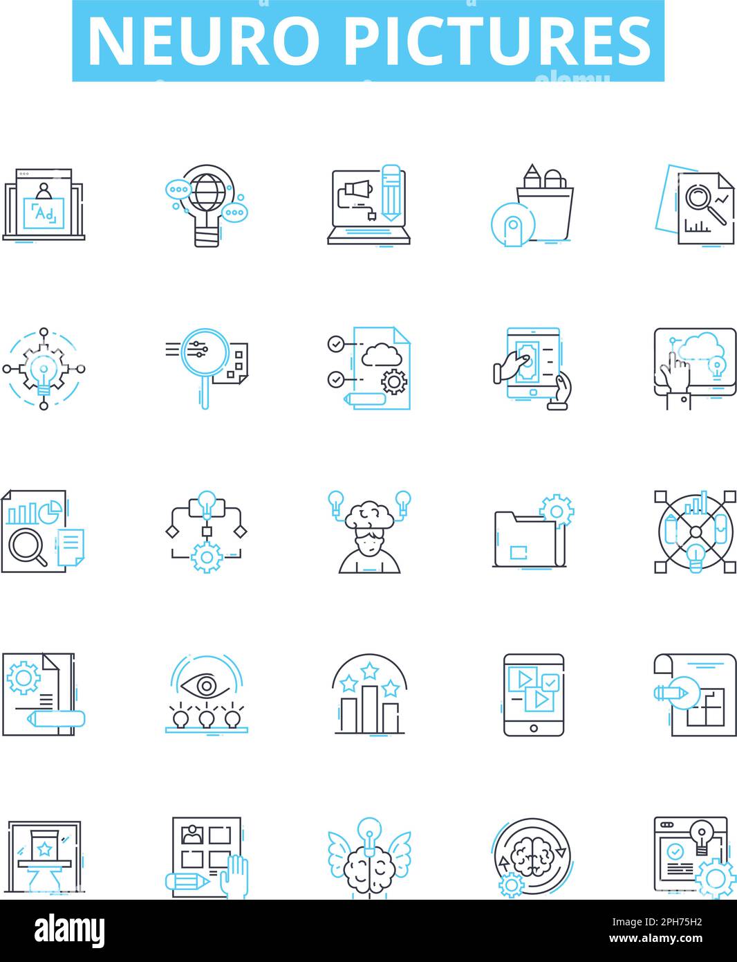 Neuro pictures vector line icons set. Neuroimage, Neurography, Brain ...