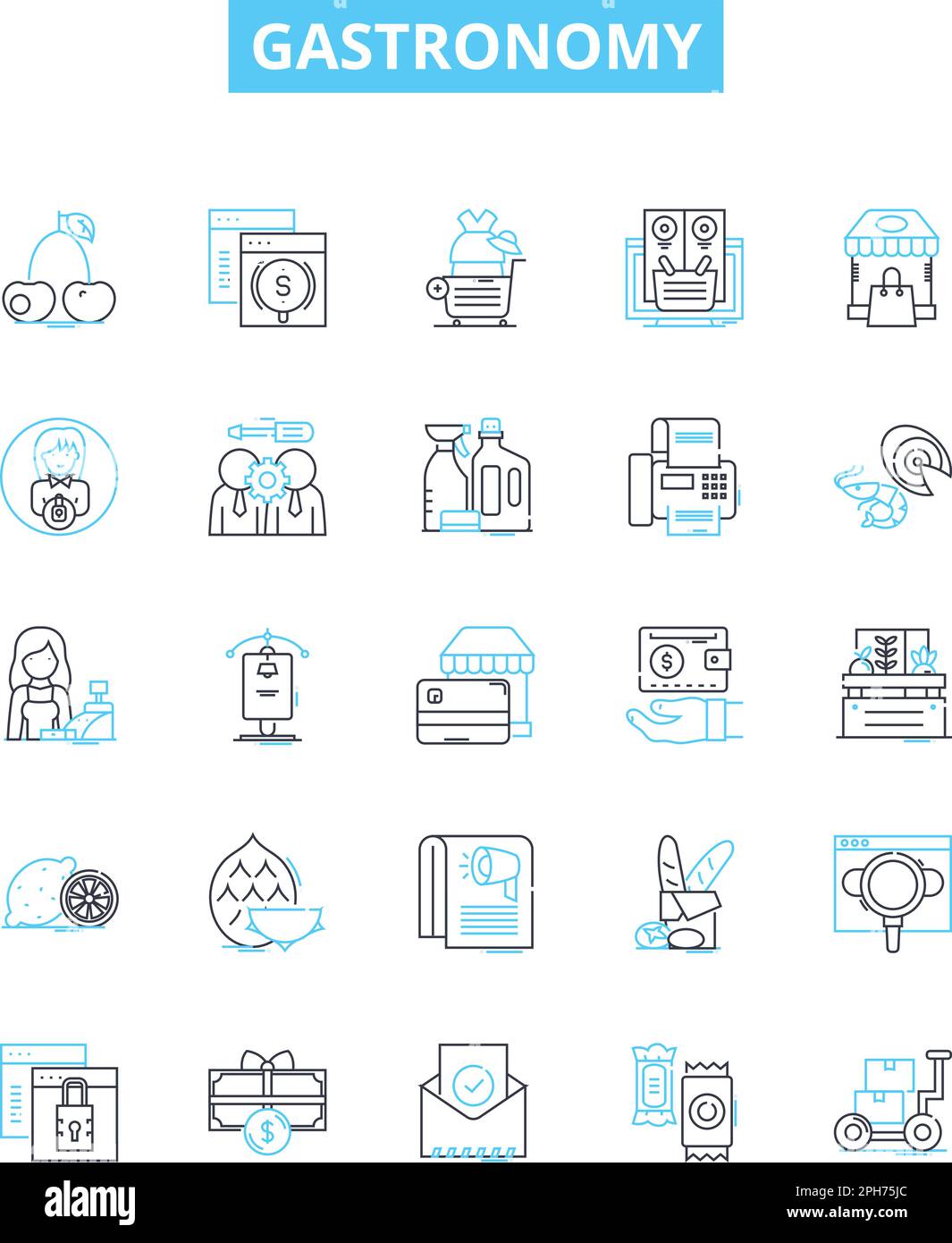 Gastronomy vector line icons set. Dining, Eating, Cuisine, Gastronomy ...