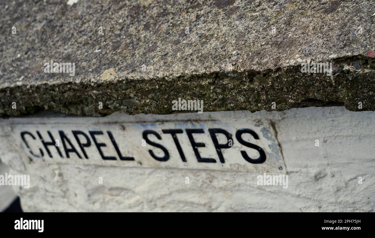 A street sign in the city of Polperro called Fore Street Stock Photo ...