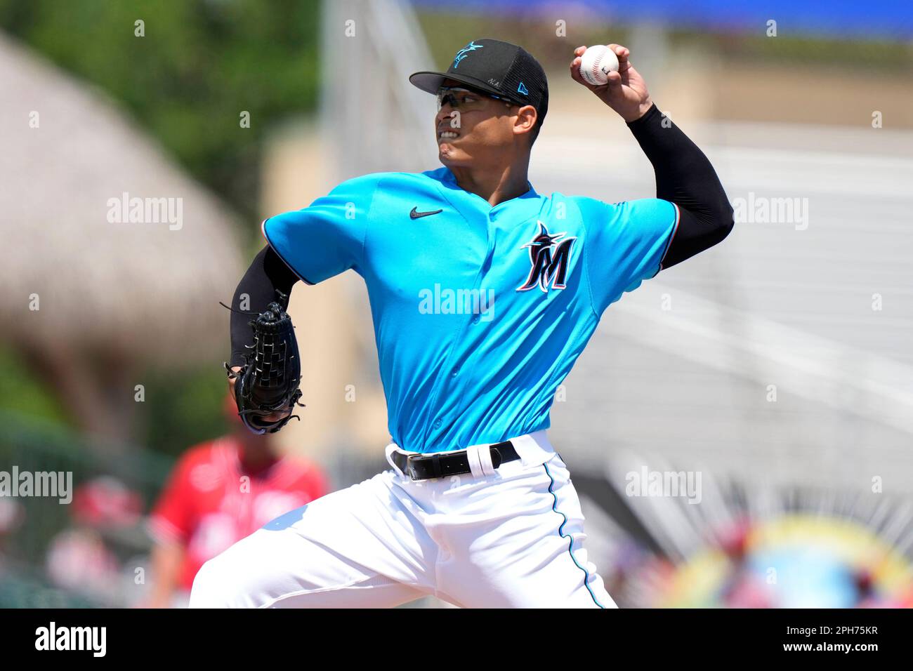 Miami Marlins starting pitcher Jesus Luzardo throws during the first ...