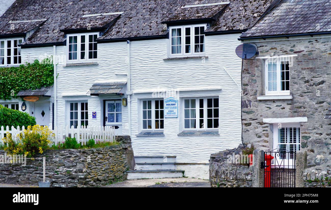 Polperro village, with its narrow, winding streets and traditional ...