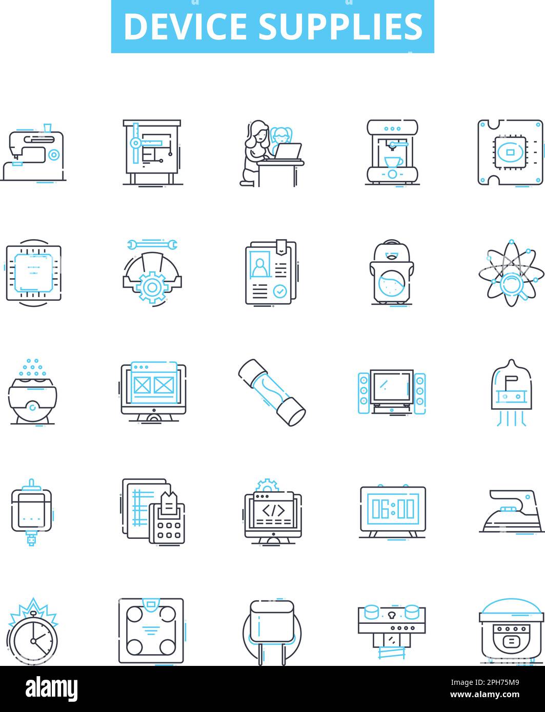 Device supplies vector line icons set. Device, Supplies, Accessories ...