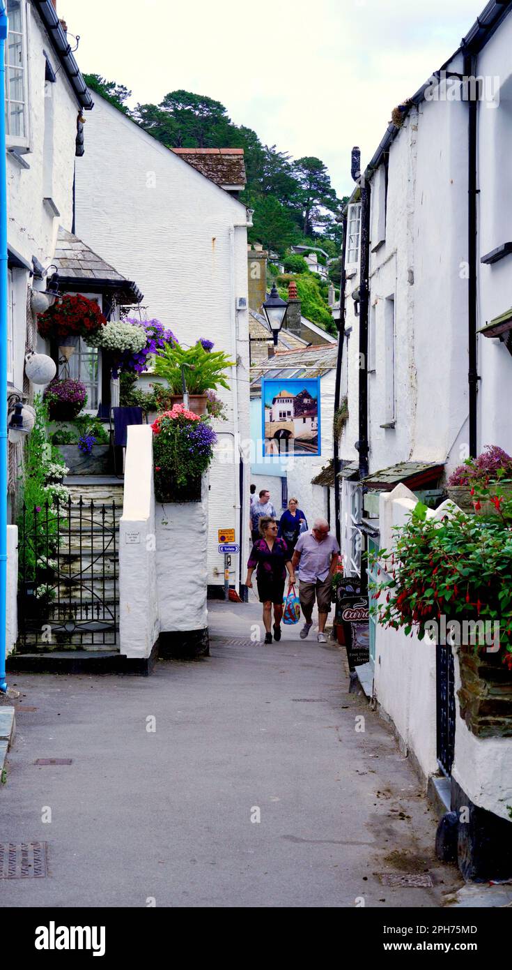 Polperro, Cornwall, UK. July 05 2022: Polperro village, with its narrow ...