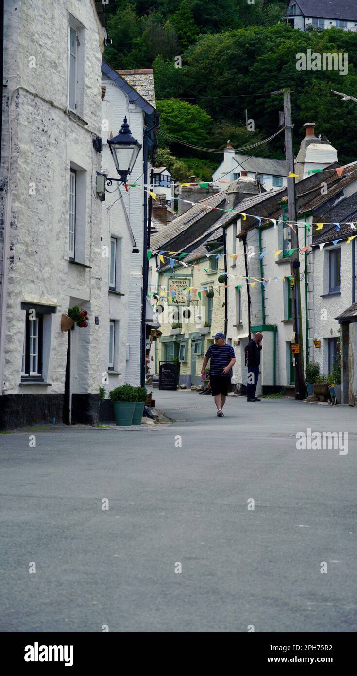 Polperro village, with its narrow, winding streets and traditional ...