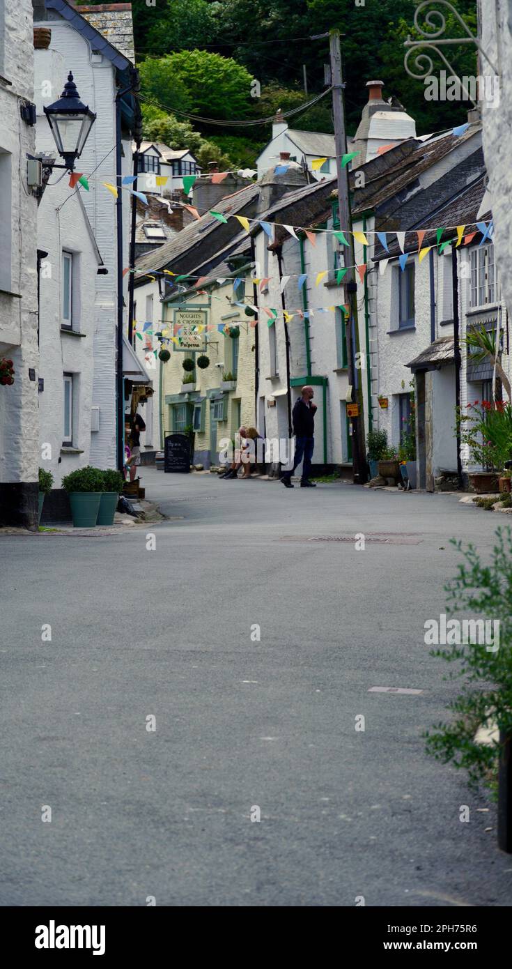 Polperro village, with its narrow, winding streets and traditional ...