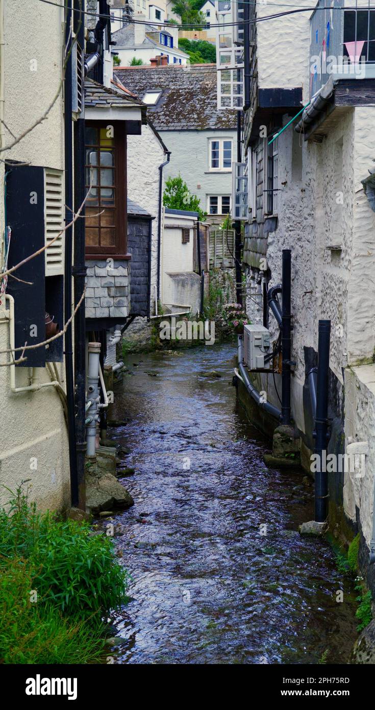 Polperro village, with its narrow, winding streets and traditional ...