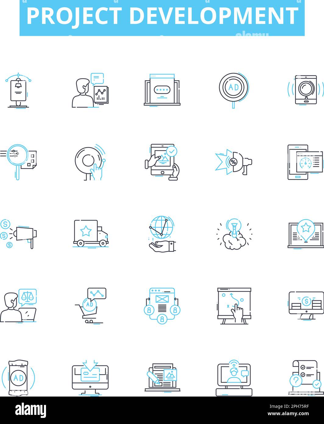 Project Development Vector Line Icons Set Project Development