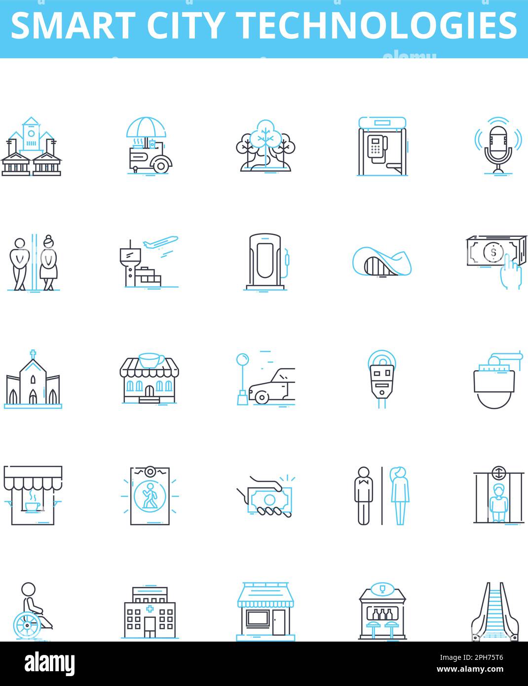 Smart city technologies vector line icons set. Smart, City ... Smart city technologies vector line icons set. Smart, City ...