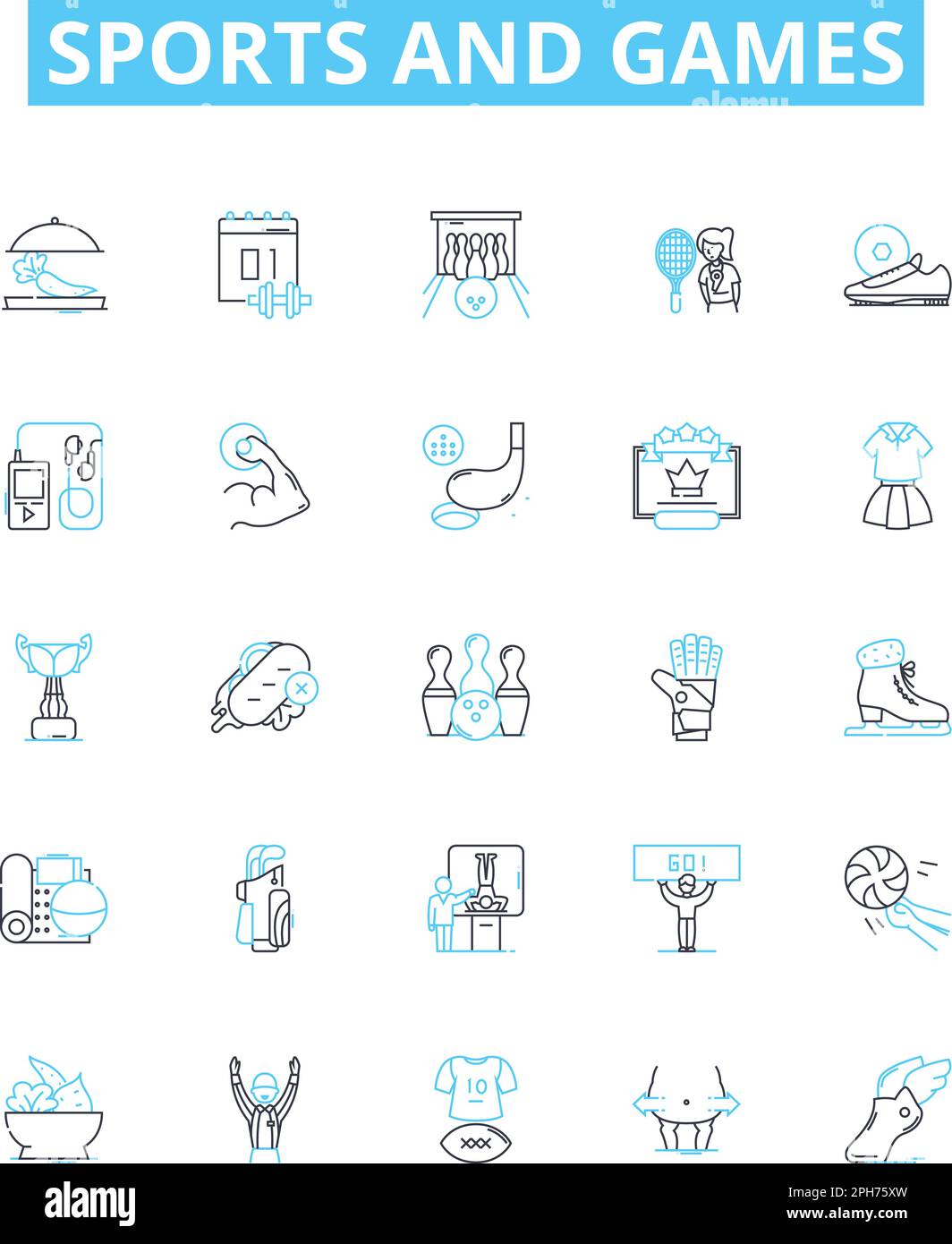 Sports and games vector line icons set. Sports, Games, Tennis, Golf ...