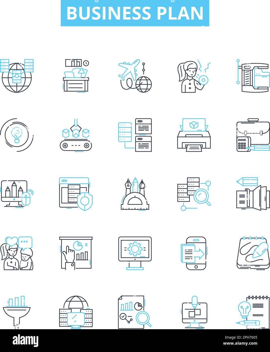 Business plan vector line icons set. Business, Plan, Strategy ...