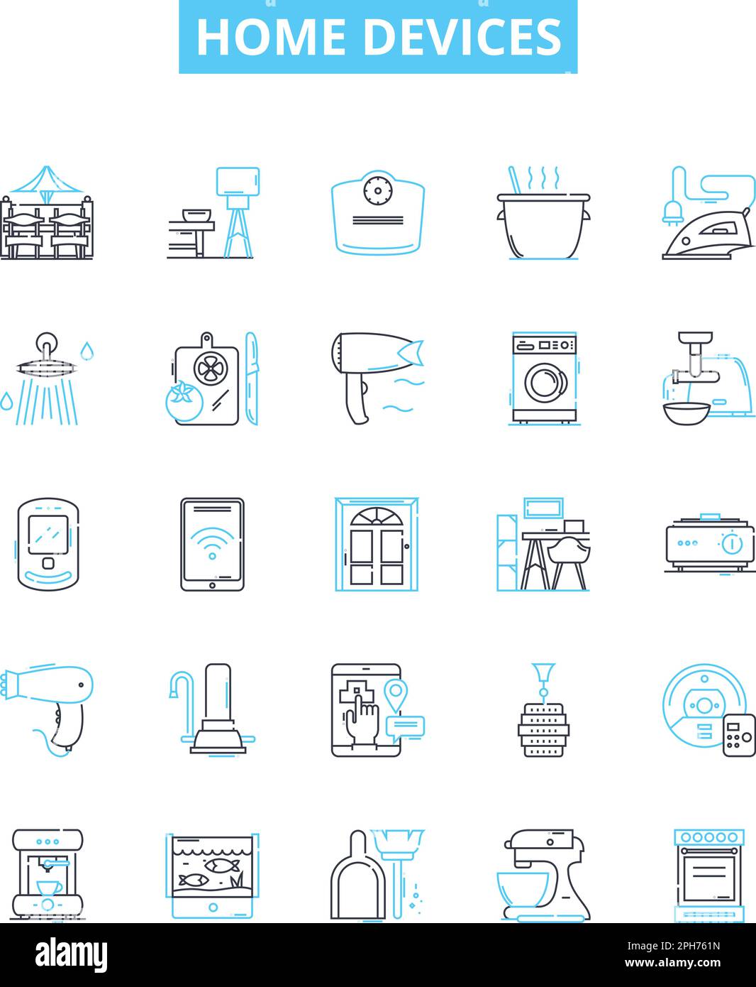 Home devices vector line icons set. Appliances, Electronics, Television ... Home devices vector line icons set. Appliances, Electronics, Television ...