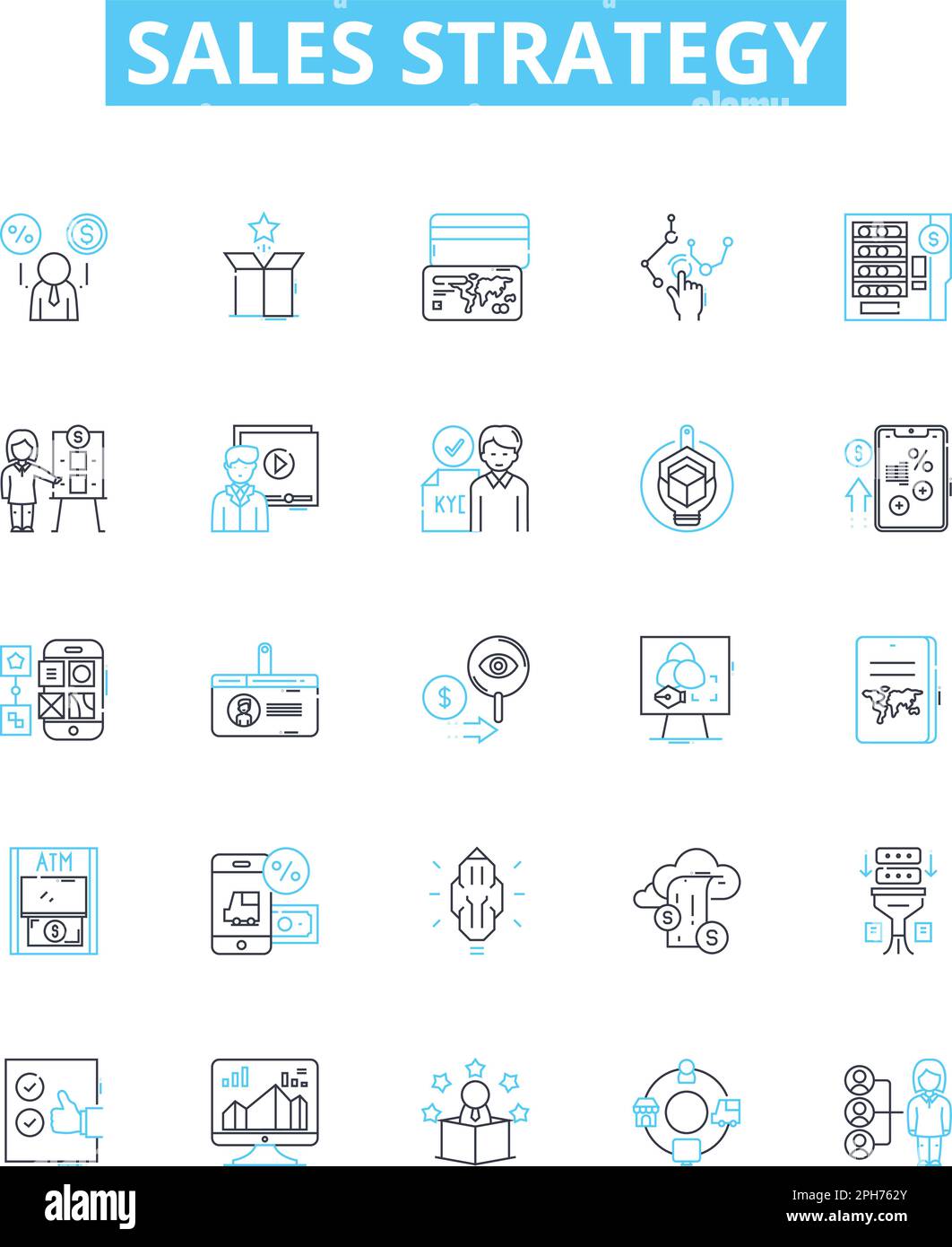 Sales strategy vector line icons set. Marketing, Retention, Customer ...