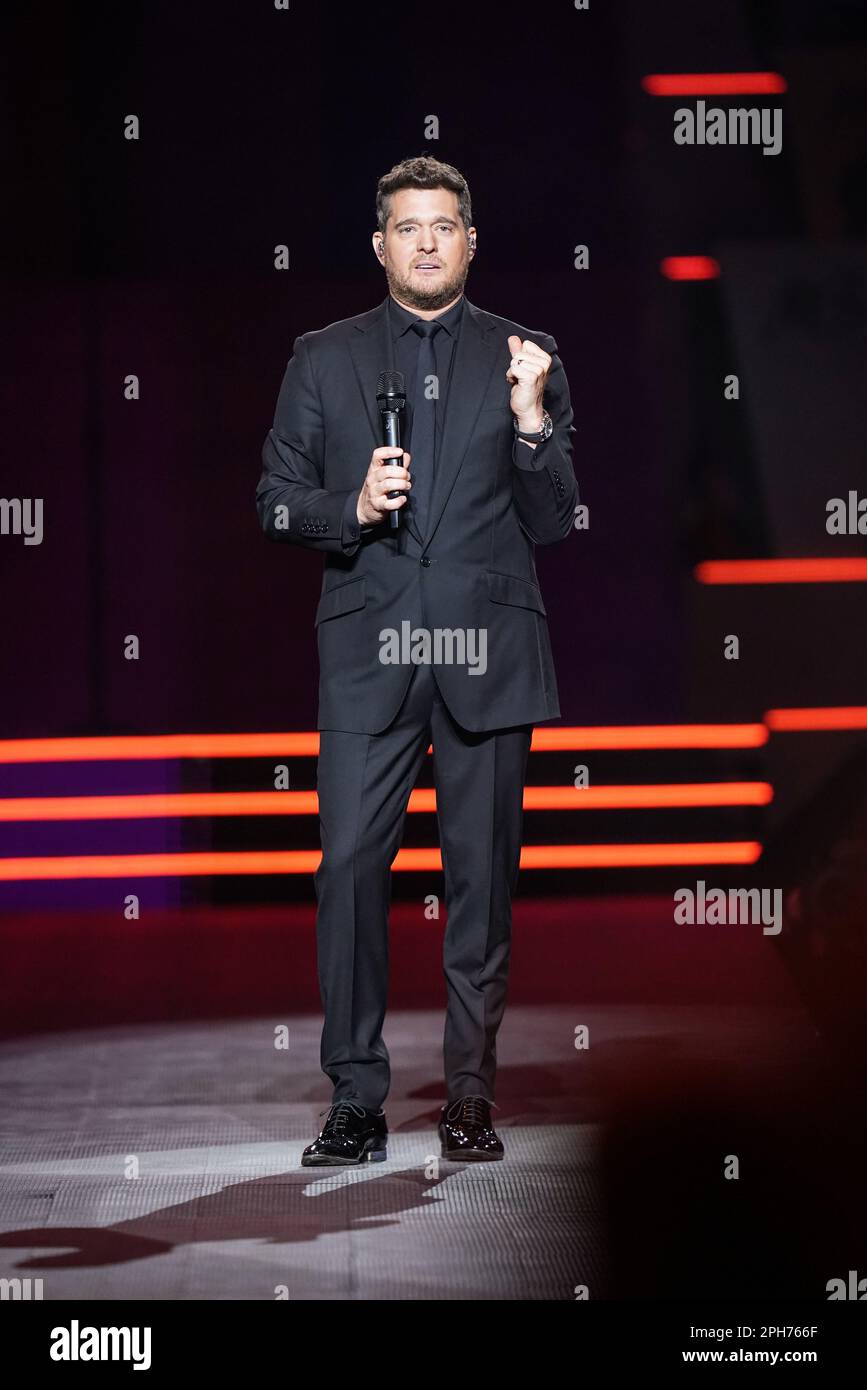 Michael Buble performs at the O2 in London, celebrating his 20th ...
