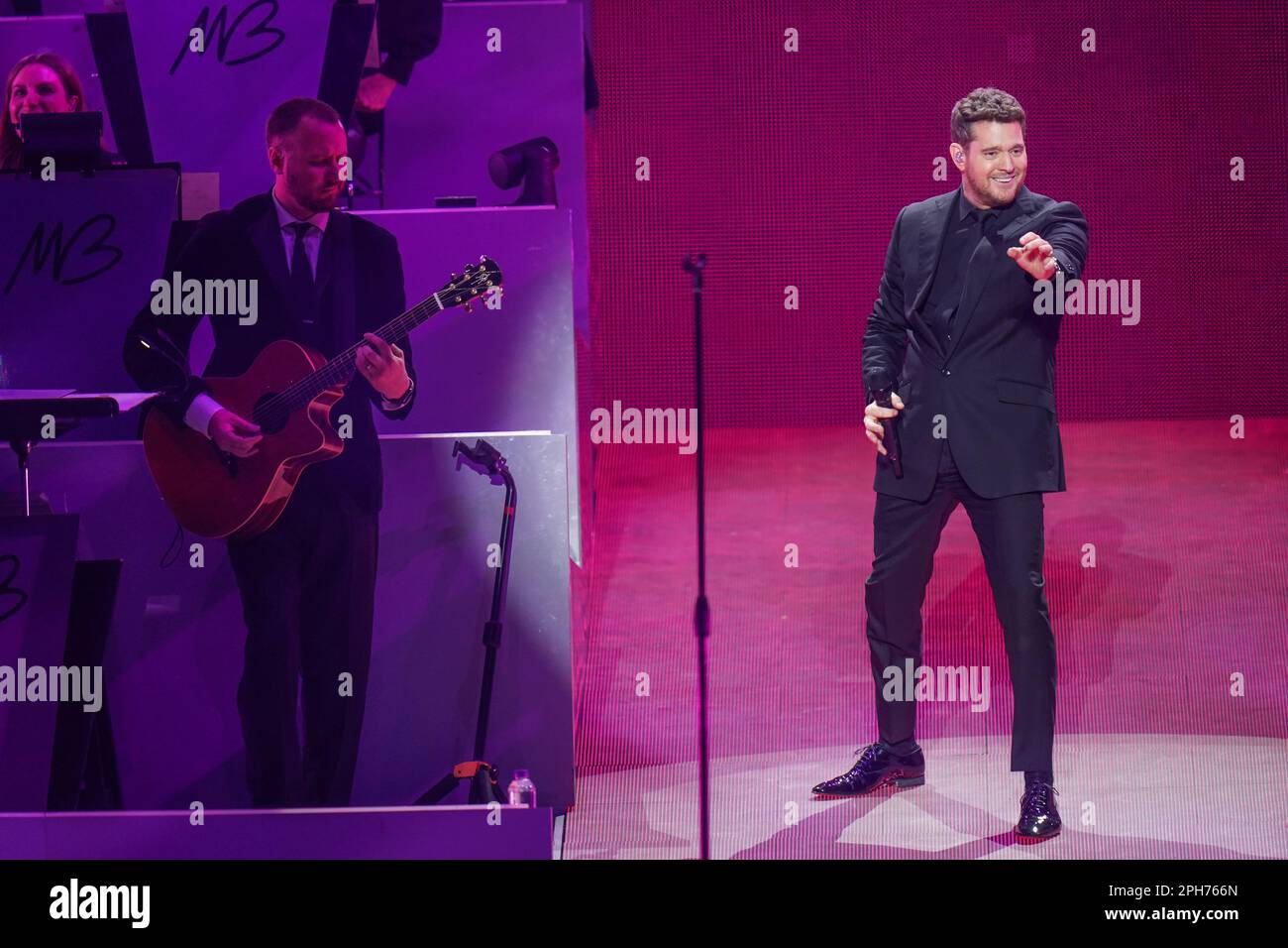 Michael Buble performs at the O2 in London, celebrating his 20th ...