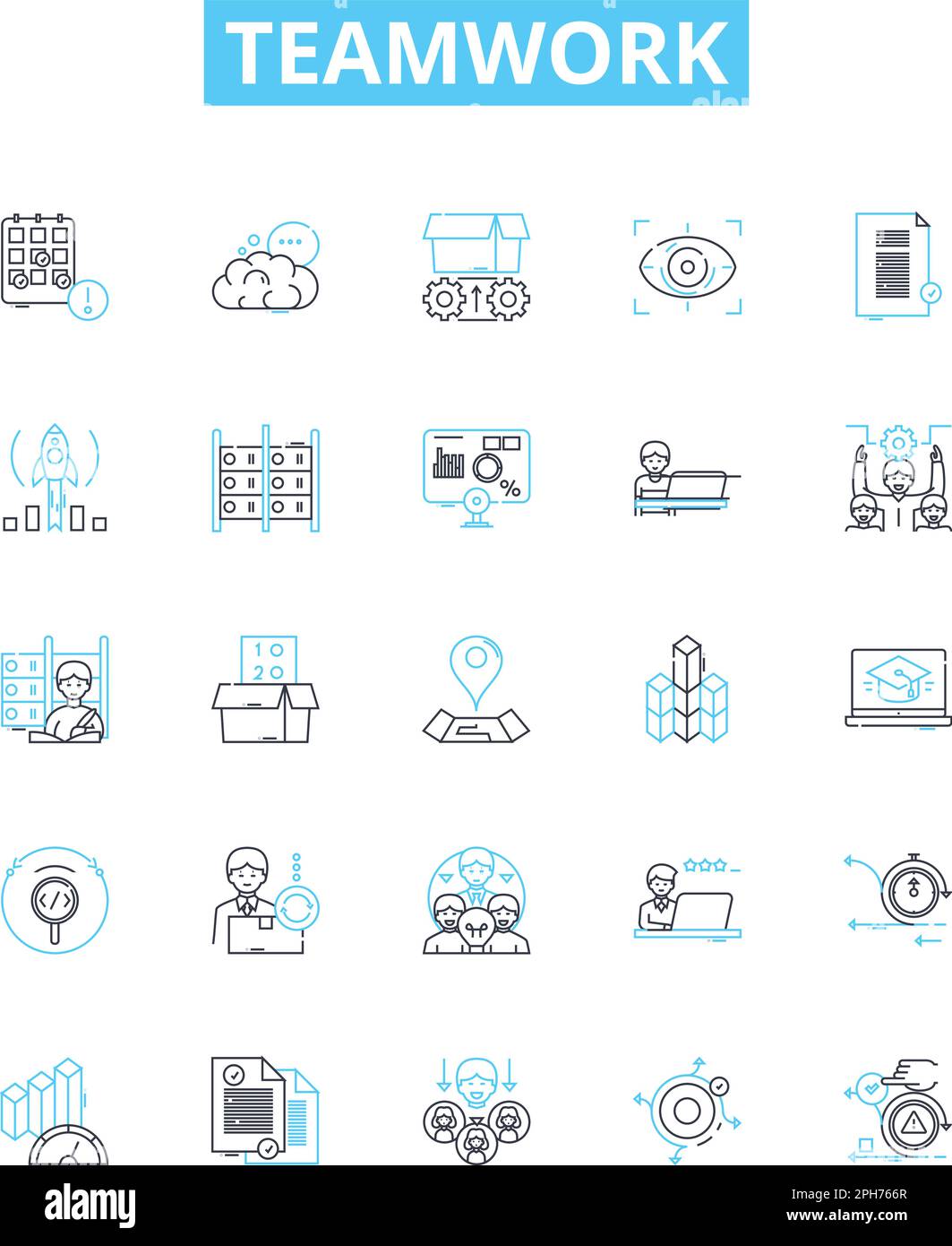 Teamwork vector line icons set. Collaboration, Synergy, Togetherness ...