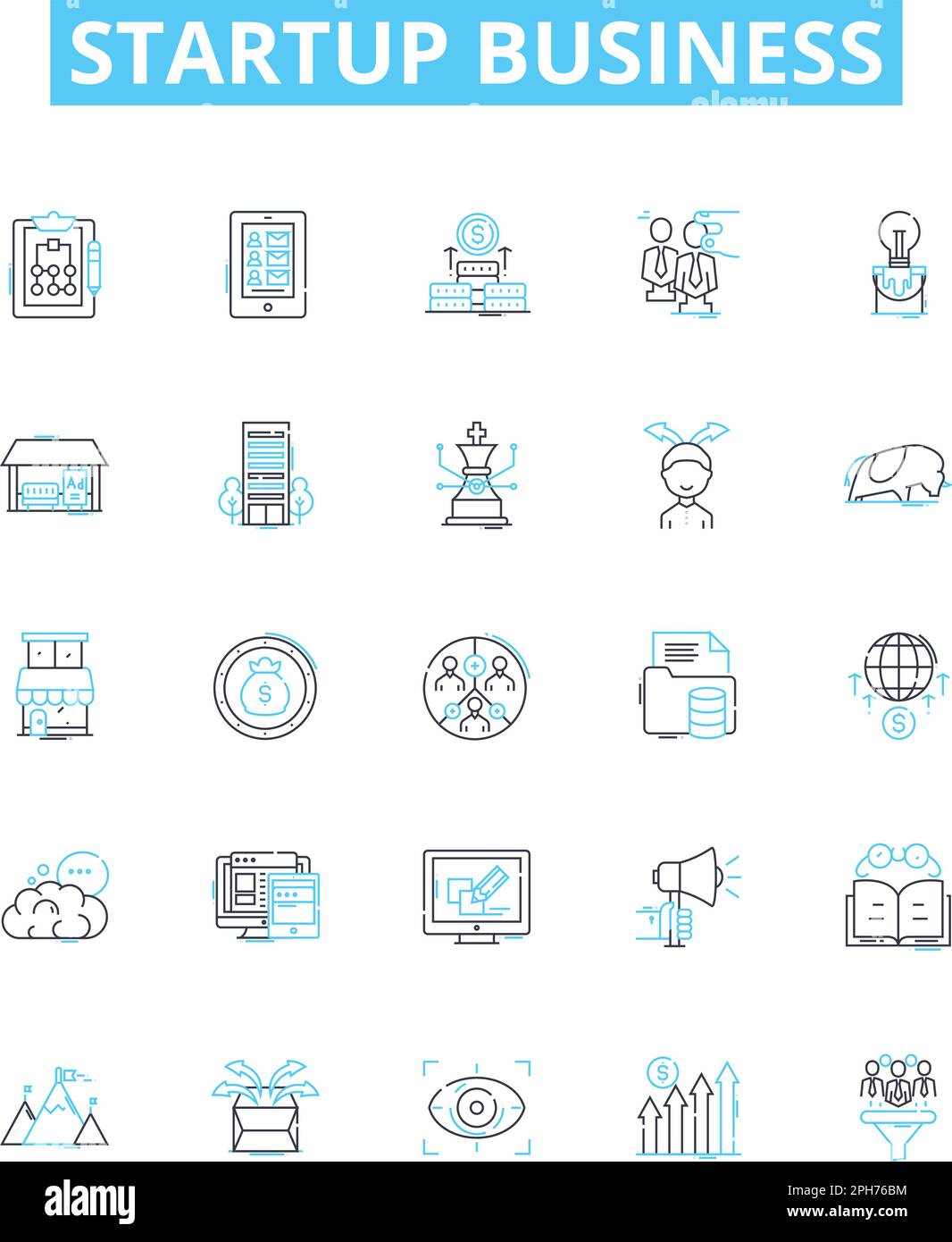 Startup business vector line icons set. Venture, Launch, Incubate, Fund ...