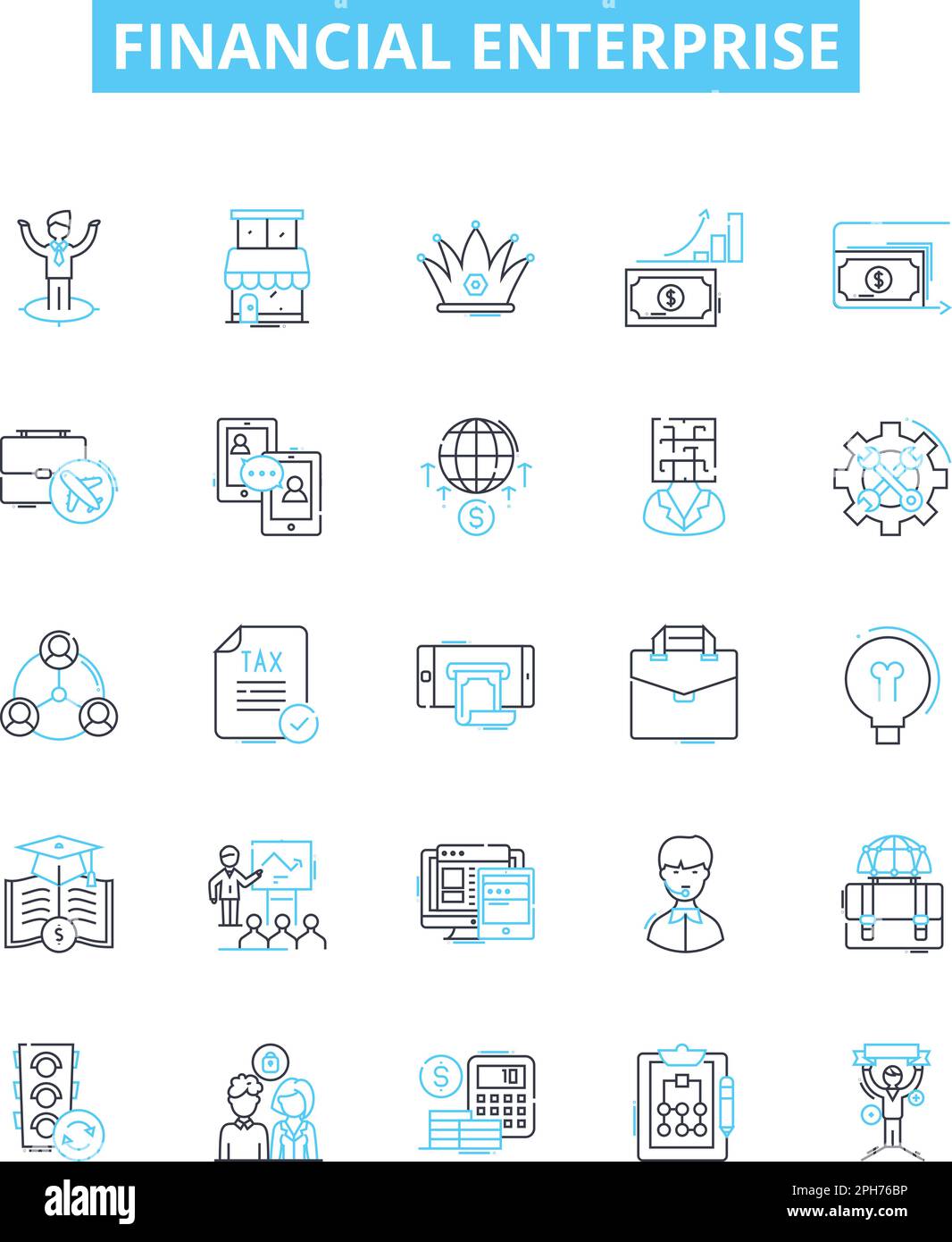 Financial enterprise vector line icons set. Finance, Enterprise ...