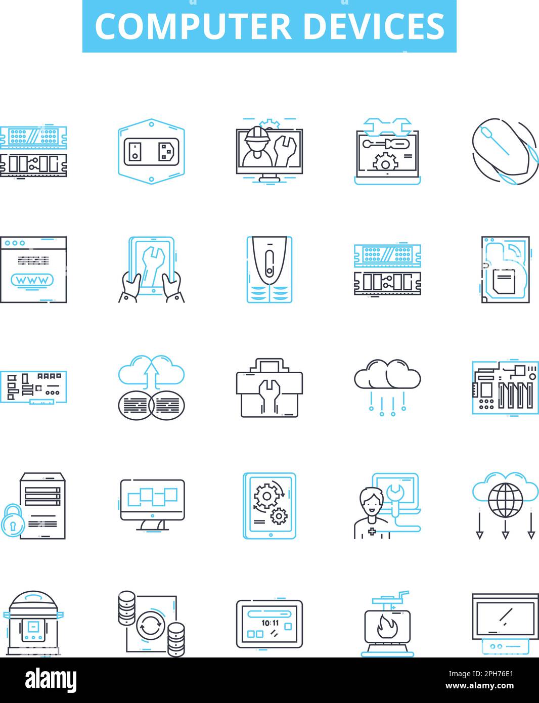 Computer devices vector line icons set. Laptop, Desktop, Monitor ... Computer devices vector line icons set. Laptop, Desktop, Monitor ...