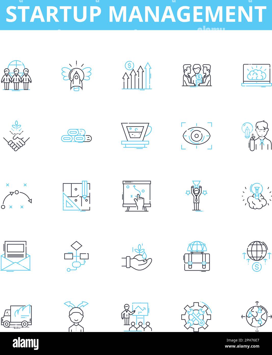 Startup management vector line icons set. incubation, capitalization ...