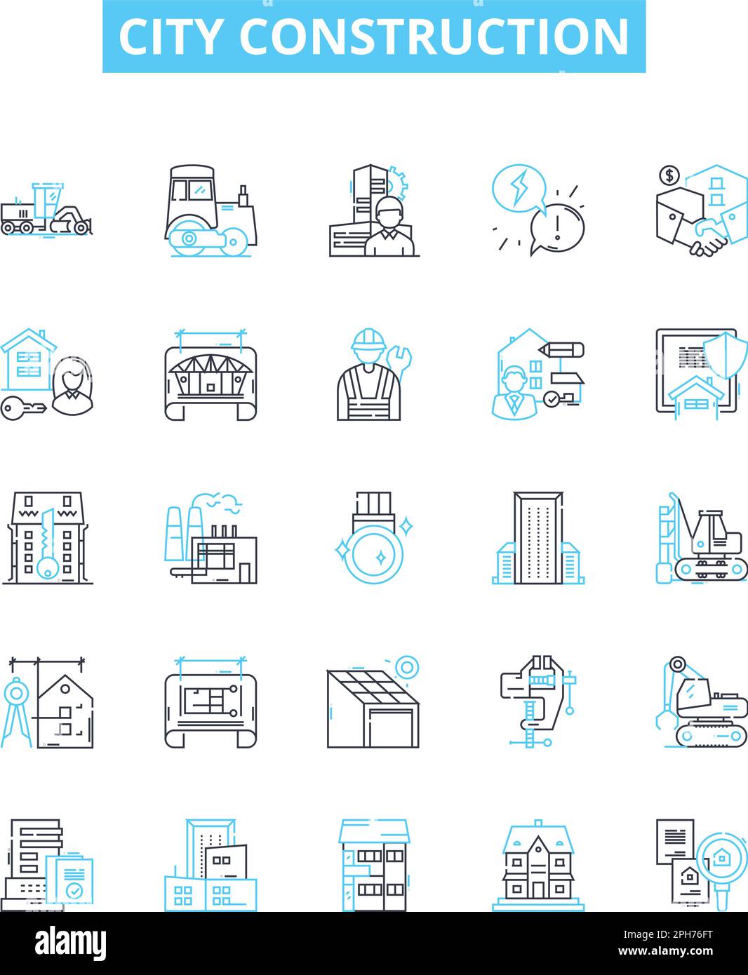 City construction vector line icons set. Urbanization, architecture ... City construction vector line icons set. Urbanization, architecture ...