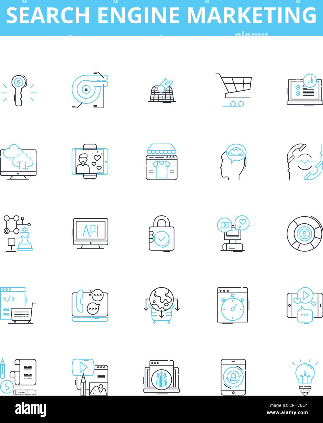 Search engine marketing vector line icons set. SEM, SEO, Advertising ... Search engine marketing vector line icons set. SEM, SEO, Advertising ...