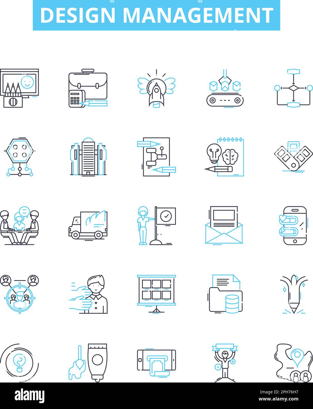 Design management vector line icons set. Design, Management, Planning ...