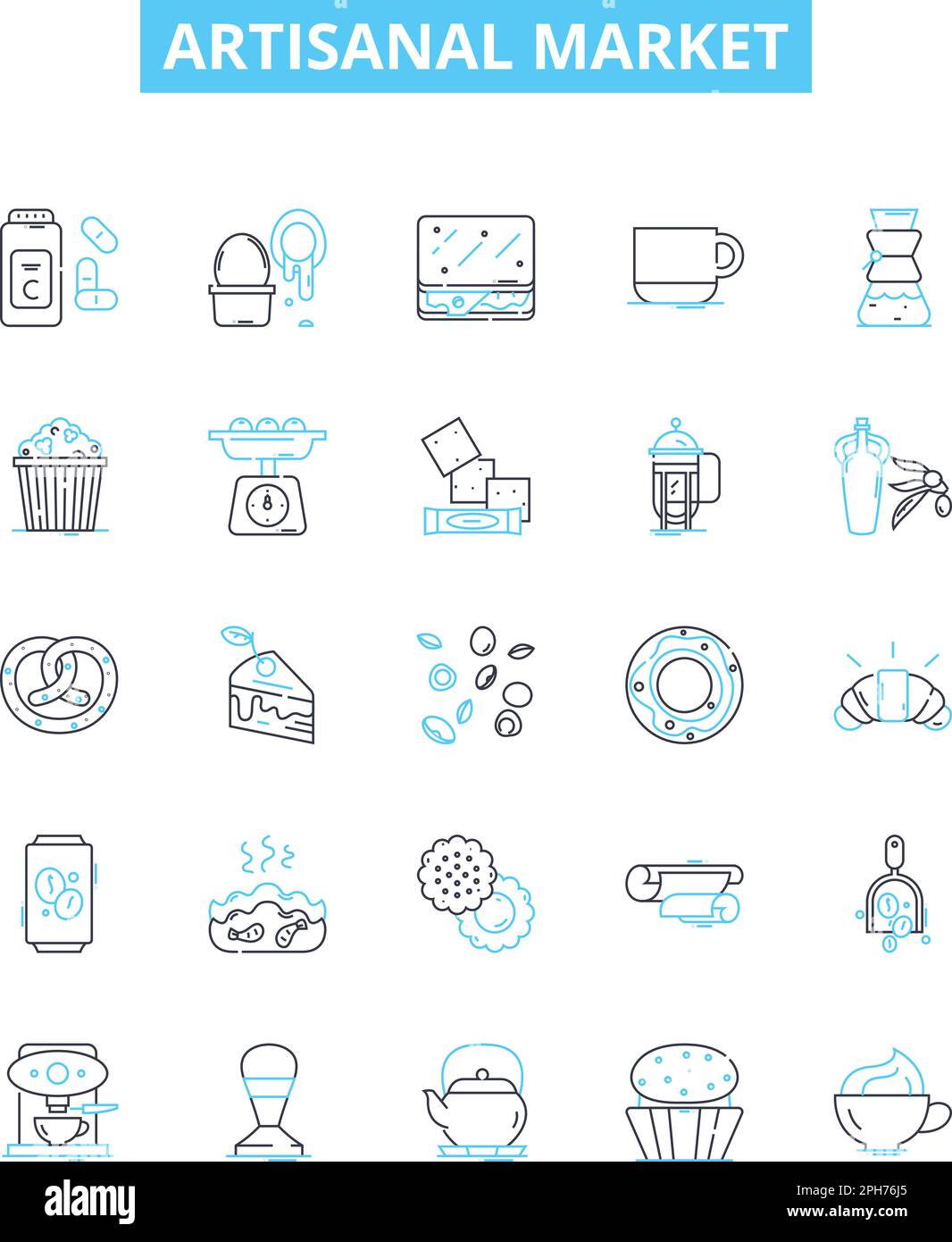 Artisanal market vector line icons set. artisanal, market, artisan ...