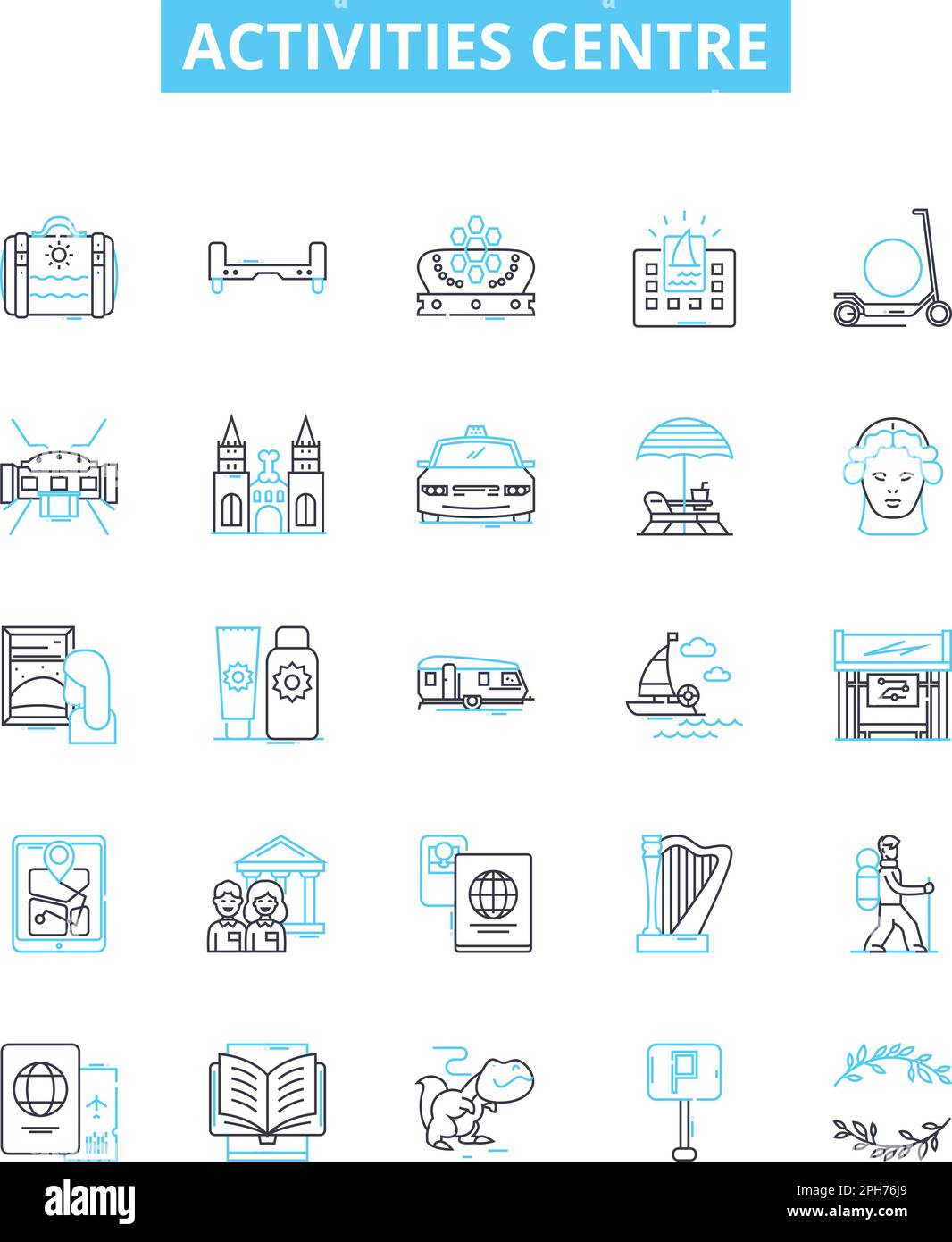 Activities centre vector line icons set. Activity, Centre, Outdoors ...