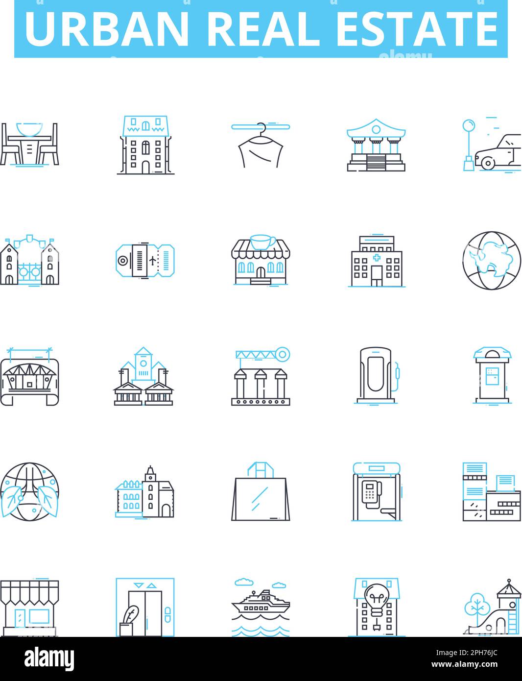 Urban real estate vector line icons set. Urban, Real, Estate, Housing ...